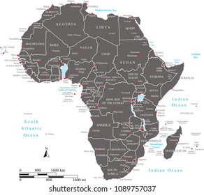 Africa Map Countries Names Labeled Vector 库存矢量图（免版税）1089757037 ...