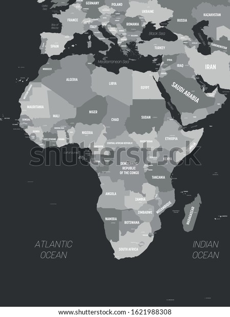 Africa Map Grey Colored On Dark Stock Vector (Royalty Free) 1621988308 ...