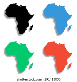 Africa Map Icon Shadow Colored Vector Stock Vector (Royalty Free ...