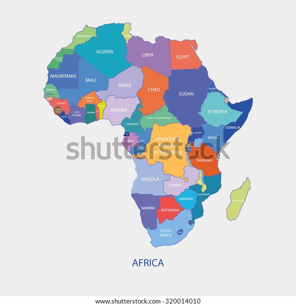 Africa Map Name Countries Illustration Vector Stock Vector (Royalty ...