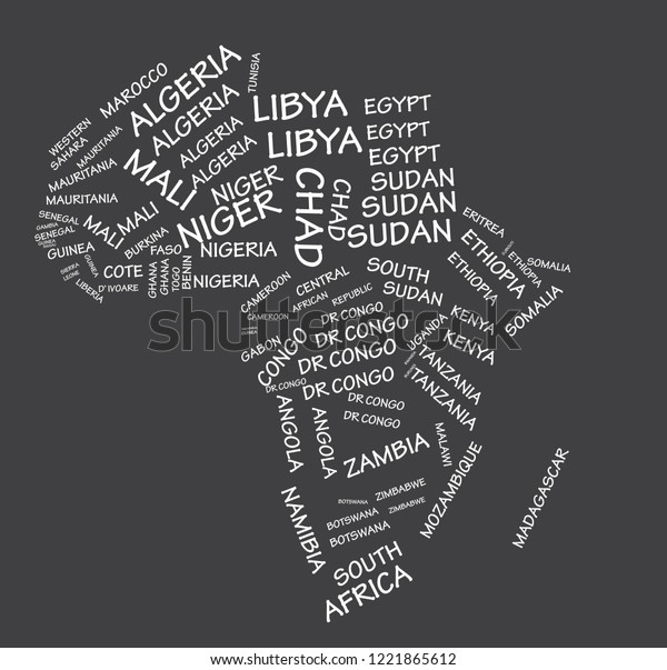 Africa State Names Map Vector Illustration Stock Vector (Royalty Free ...
