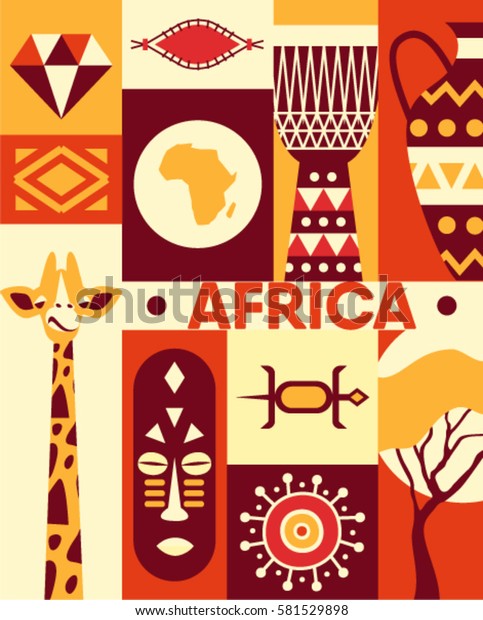 Africa Vector Flat Illustration Icon Set Stock Vector (Royalty Free ...