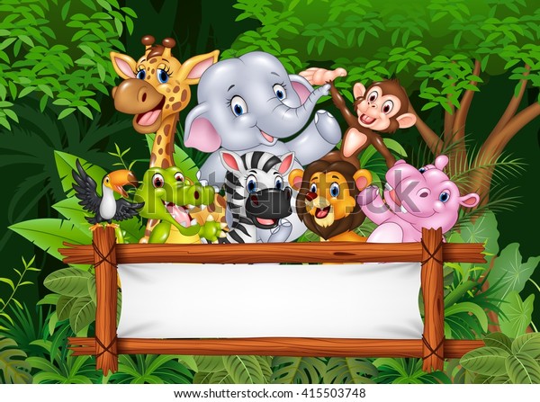 African Animals Blank Sign Stock Vector (Royalty Free) 415503748 ...