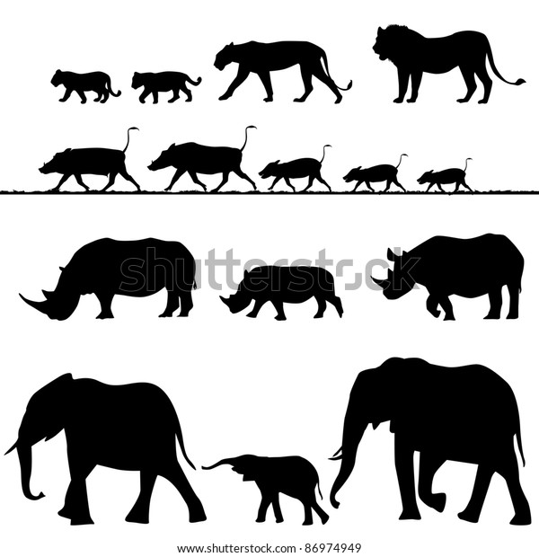 African Animals Vector Silhouettes Stock Vector (Royalty Free) 86974949 ...