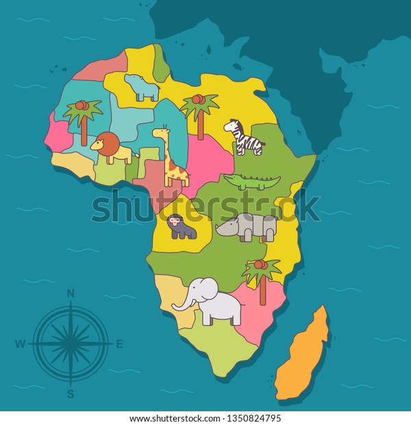 African Continent Wild Animals Vector Cartoon Stock Vector (Royalty ...