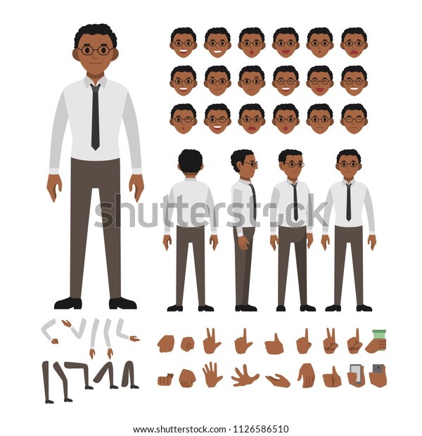 African Executive Employee Character Set Full Stock Vector (Royalty ...