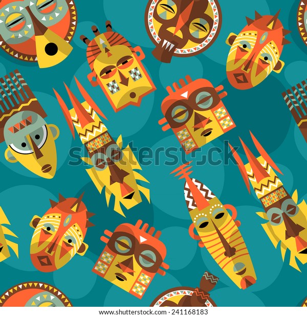 African Masks Seamless Background Pattern Vector Stock Vector (Royalty ...