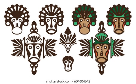 African Monkey Face Mask Symbol Stock Vector (Royalty Free) 604604642 ...