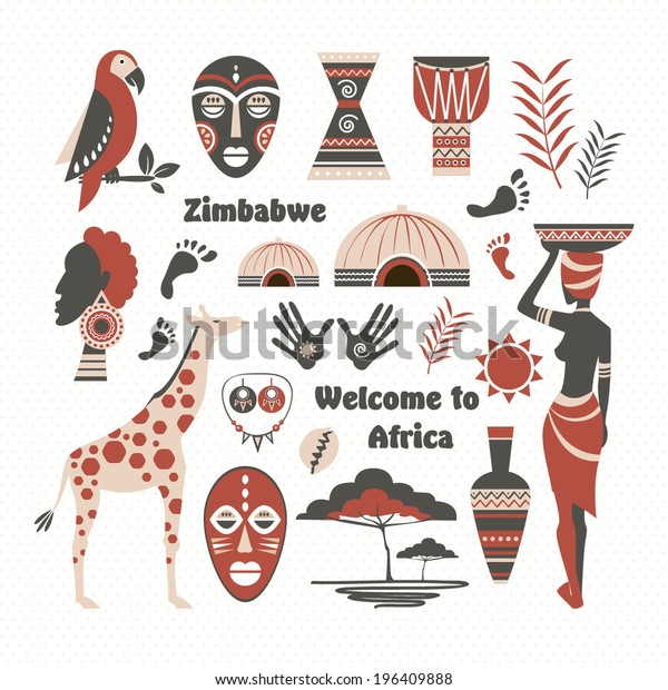 African Objects Collection Stock Vector (Royalty Free) 196409888 ...