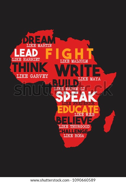 African Pride Map Power Words Heroes Stock Vector (Royalty Free) 1090660589