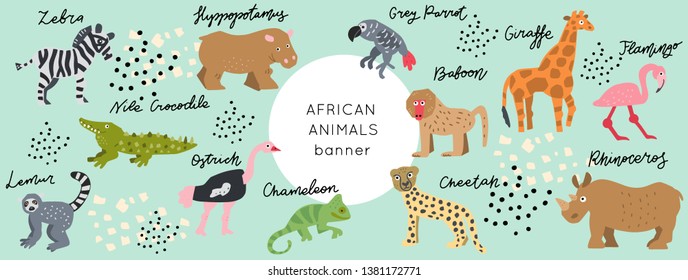 African Safari Animals Vector Set Hand Stock Vector (Royalty Free ...