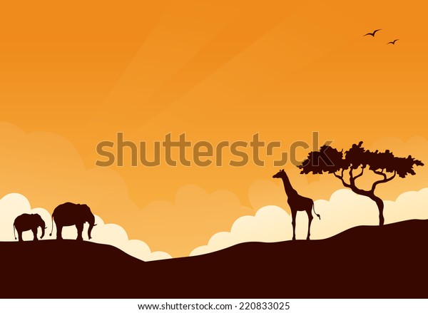 African Safari Background Stock Vector (Royalty Free) 220833025 ...