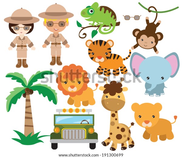 African Safari Vector Illustration 스톡 벡터(로열티 프리) 191300699