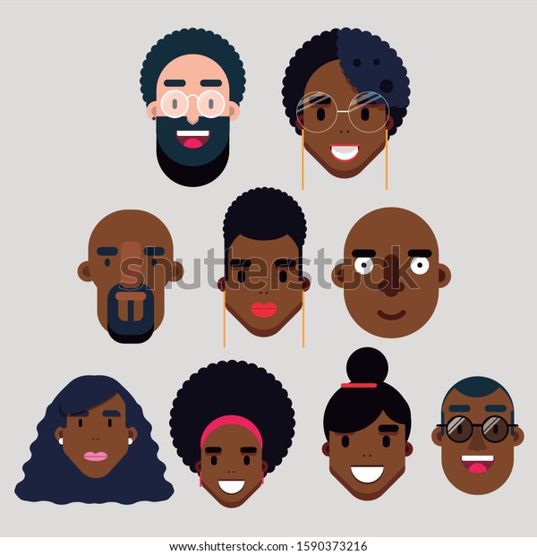 Afro American Faces Expressing Emotions Stock Vector (Royalty Free ...