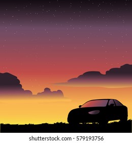 Night Sky Background Car Shadow Set Stock Vector (Royalty Free) 579193768