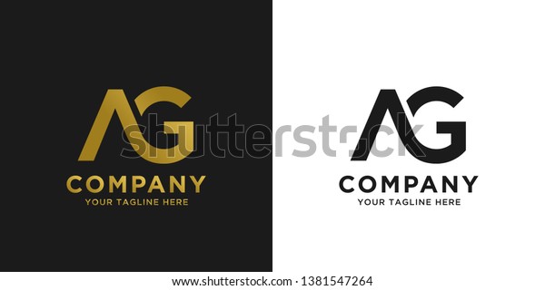 Ag Elegant Logo Template Gold Color Stock Vector (Royalty Free) 1381547264