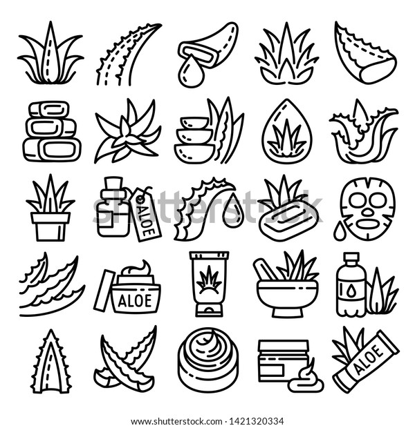 Agave Icons Set Outline Set Agave Stock Vector (Royalty Free) 1421320334