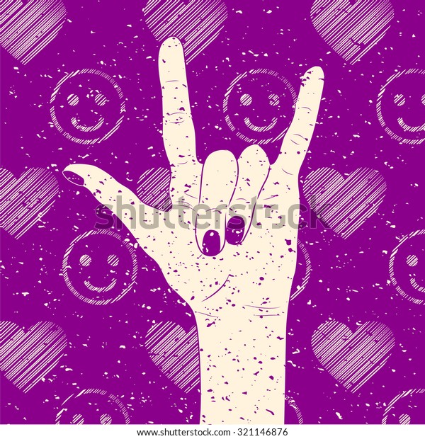 Aged Poster Hippie Hand Sign On Stock Vector (Royalty Free) 321146876 ...