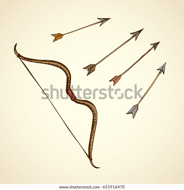 Aged Primitive Hunter Recurve Isolated On Stock Vector (Royalty Free ...