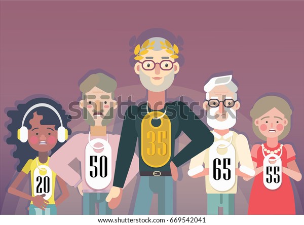 Ageism Concept Vector Illustration People Holding Stock Vector (Royalty ...