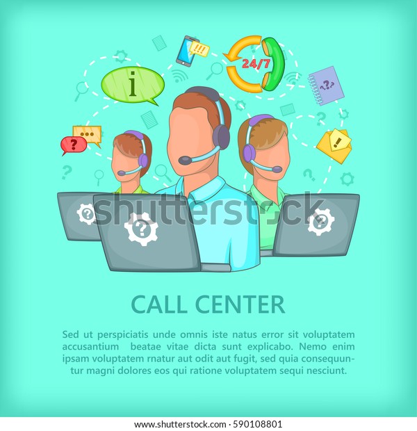 Agent Call Center Concept Team Cartoon: стоковая векторная графика (без ...