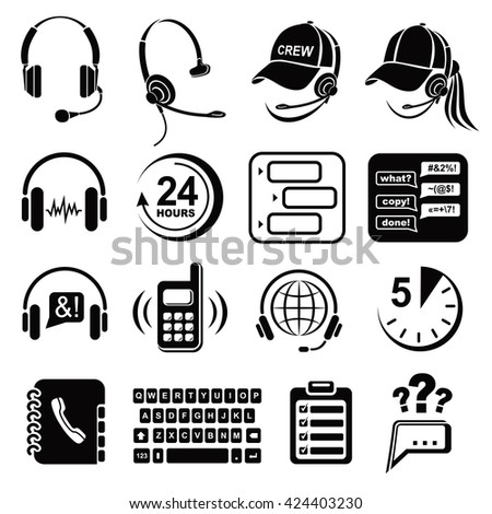 Agent Call Center Icons Set Simple Stock Vector (Royalty Free ...