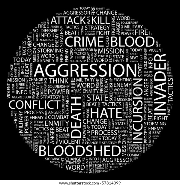 Aggression Word Collage On Black Background Stock Vector (Royalty Free ...