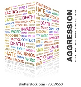 Aggression Word Collage On White Background Stock Vector (Royalty Free ...