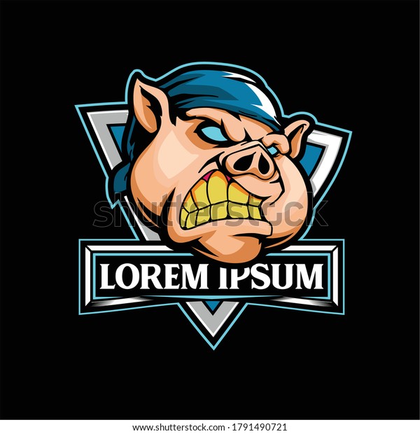 Aggressive Angry Pig Head Cartoon Character Stock Vector (Royalty Free ...