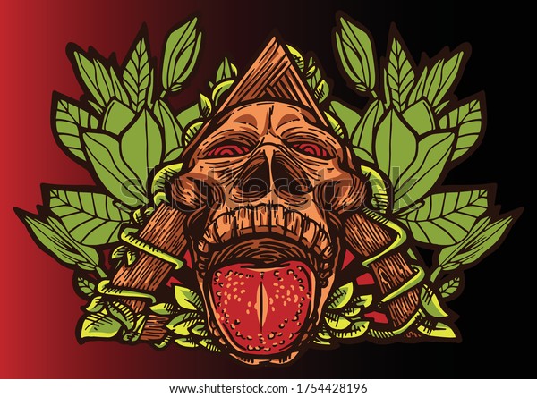Aggressive Demon Beast Head Colorful Style Stock Vector (Royalty Free ...