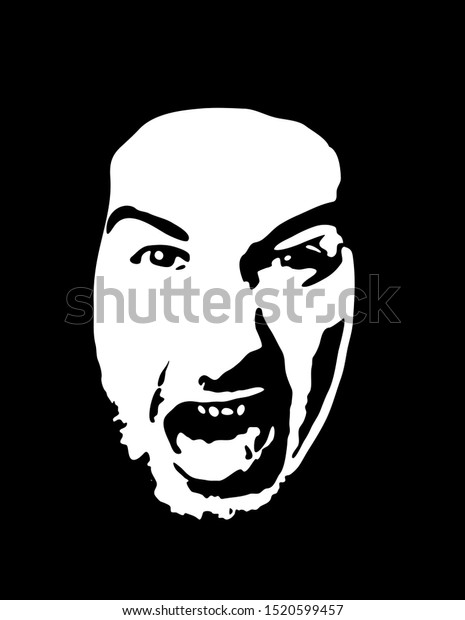 Aggressive Face Man Grin Graffiti Stencil Stock Vector (Royalty Free ...