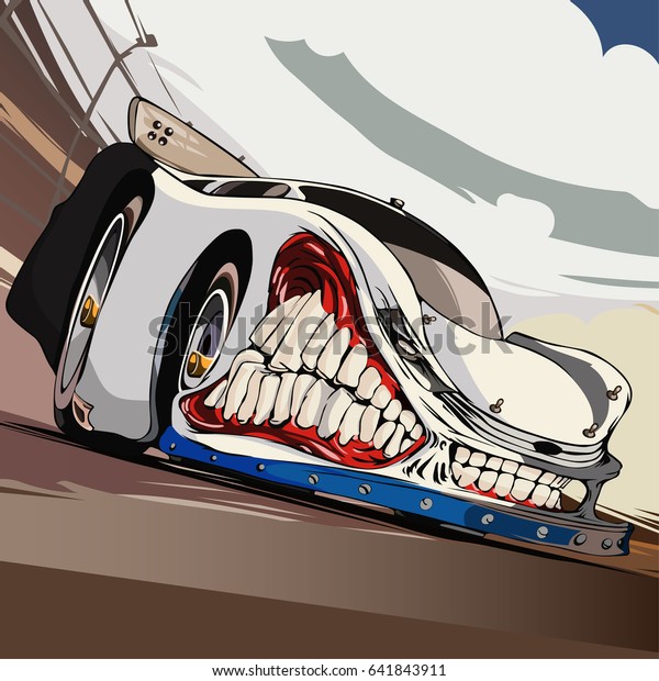 Aggressive Racing Car Hurtling Towards Finish Stock Vector (Royalty ...