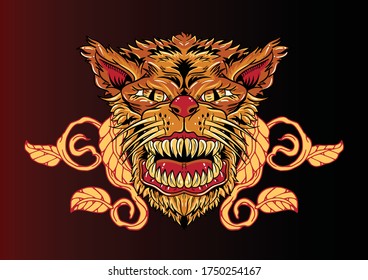 Aggressive Strong Beast Head Colorful Style Stock Vector (Royalty Free ...