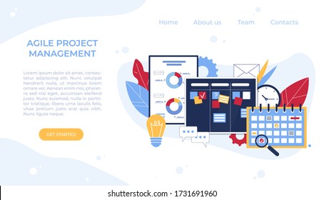 Agile Project Management Process Communication Teamwork Stock Vector ...