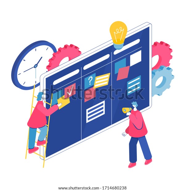 Agile Project Management Process Communication Teamwork Stock Vector ...