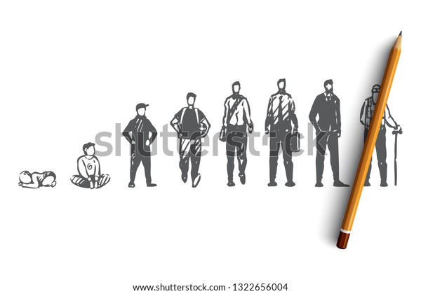 Aging Male Boy Man Old People Stock Vector (Royalty Free) 1322656004
