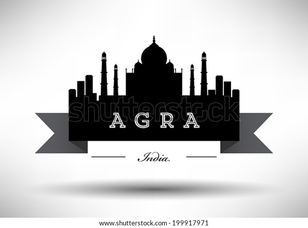 Agra Skyline Typography Design Stock Vector (Royalty Free) 199917971