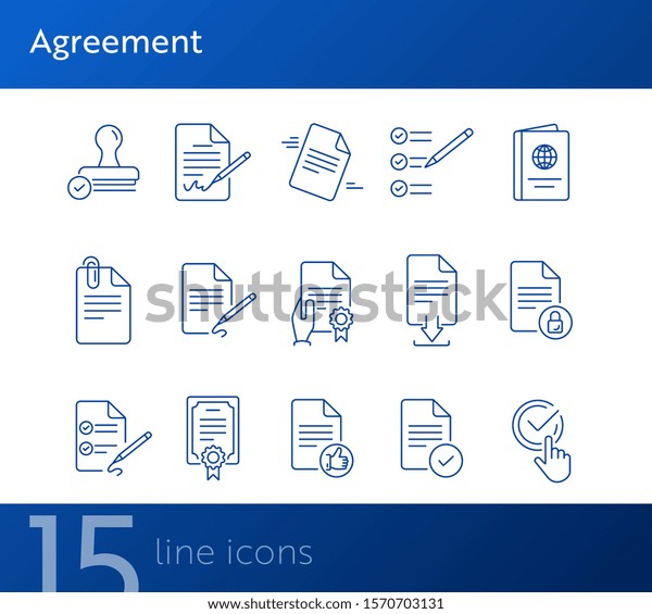 Agreement Line Icon Set Certificate Schedule Stock Vector (Royalty Free ...