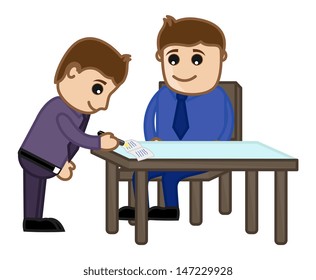 Agreement Signed Cartoon Office Vector Illustration Stock Vector ...