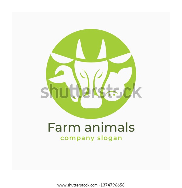 Agricultural Animals Logo Vector Sign Cow Stock Vector (Royalty Free ...