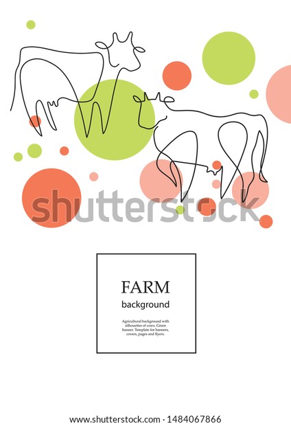 Agricultural Background Cows Circles Drawings One Stock Vector (Royalty ...
