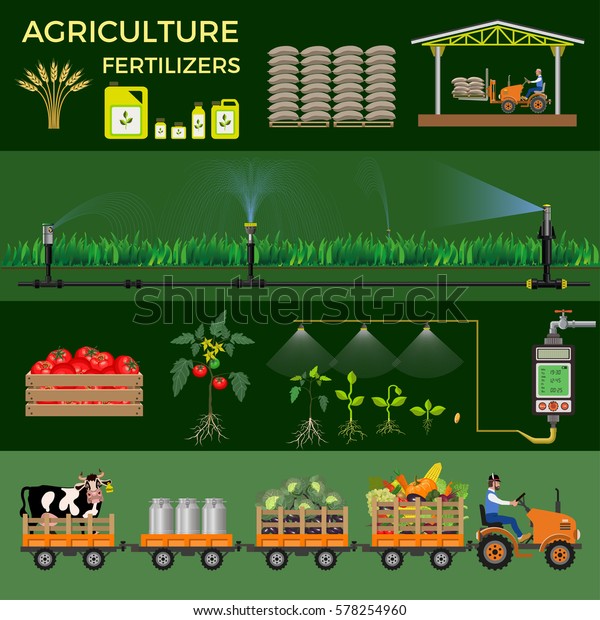 Agriculture and farming. Collection of vector illustrations for ...