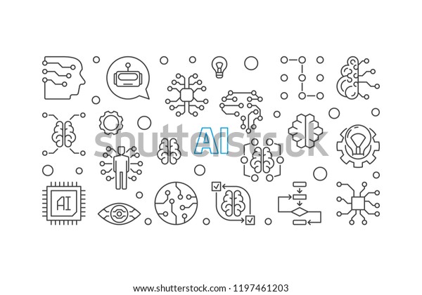 Ai Concept Horizontal Illustration Artificial Intelligence Stock Vector ...