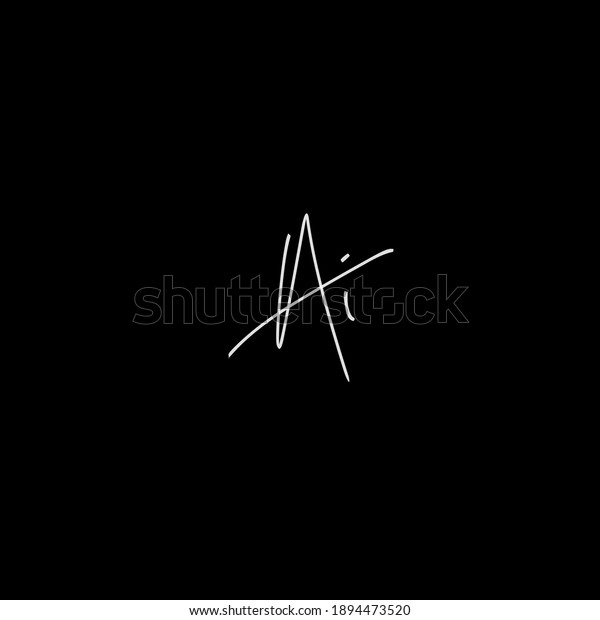 Ai Handwritten Logo Identity Black Background Stock Vector (Royalty ...