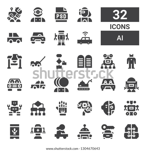 Ai Icon Set Collection 32 Filled Stock Vector (Royalty Free) 1304670643 ...