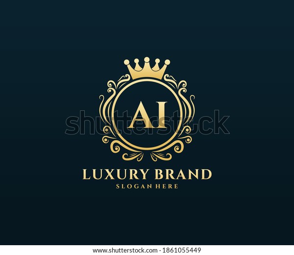 Ai Initial Letter Gold Calligraphic Feminine Stock Vector (Royalty Free ...