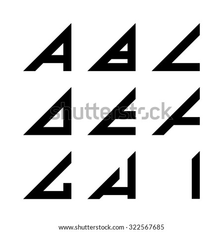 AI Triangle Shapes Alphabet Letters Font Vector de stock (libre de ...