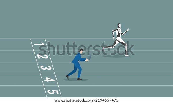 Ai Vs Human Battle Concept Businessman Stock Vector (Royalty Free ...