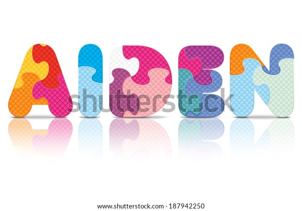 Aiden Written Alphabet Puzzle Vector Illustration Stock Vector (Royalty ...