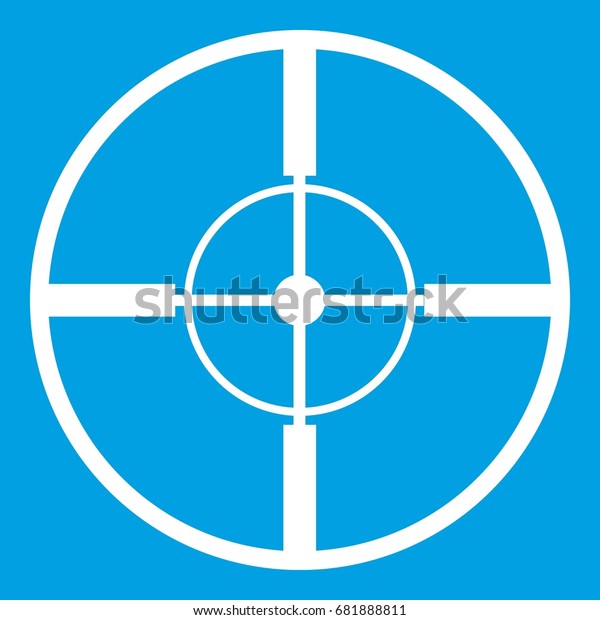 Aim Icon White Isolated On Blue Stock Vector (Royalty Free) 681888811 ...